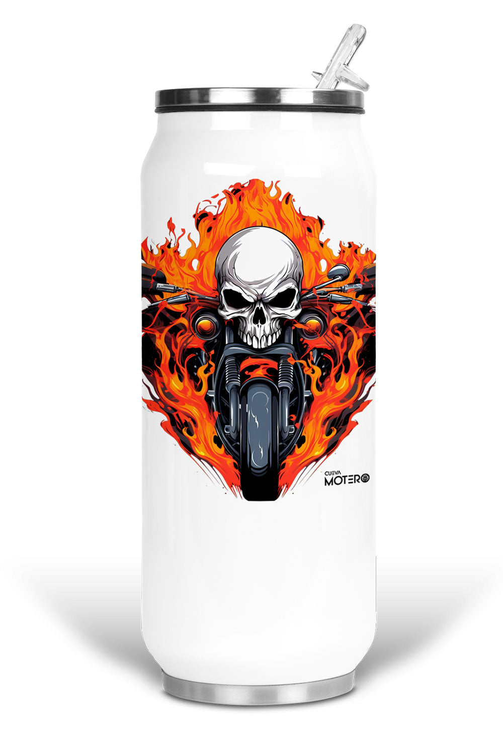 Termo de acero tipo lata de 450 ml con Diseño 122 – Cuevamoteros